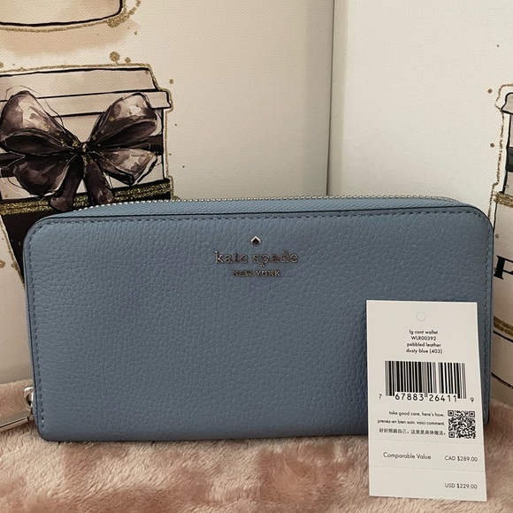 kate spade | Bags | Nwt Kate Spade Dusty Blue Wallet | Poshmark